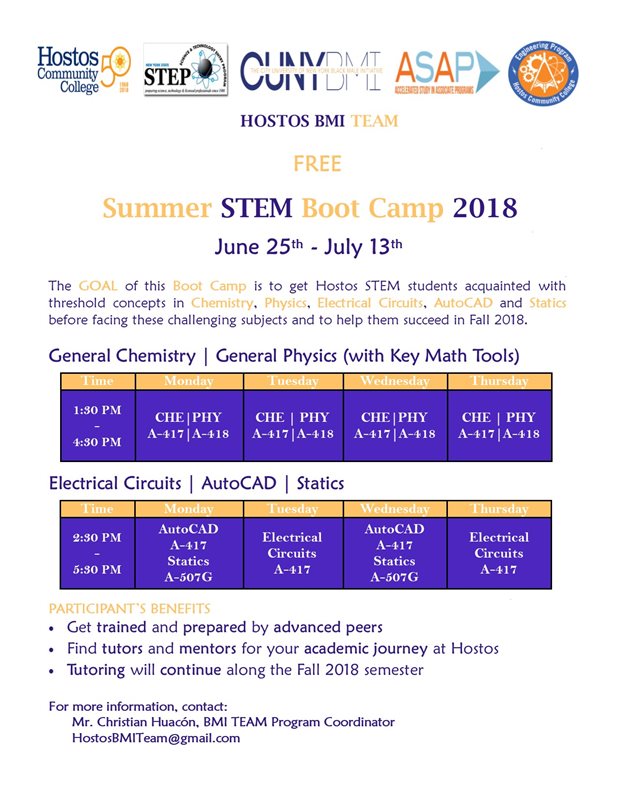 BMI Summer STEM Boot Camp - Hostos Community College