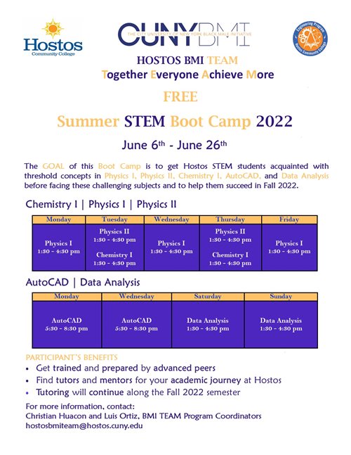 BMI Summer STEM Boot Camp - Hostos Community College